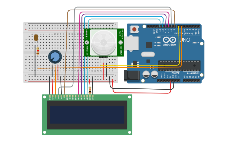 Circuit Design Motion Detection Sensor Tinkercad