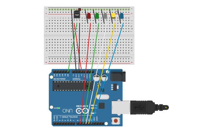 Circuit design TMP-36 | Tinkercad