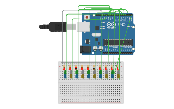 Circuit design 20 lamps - Tinkercad