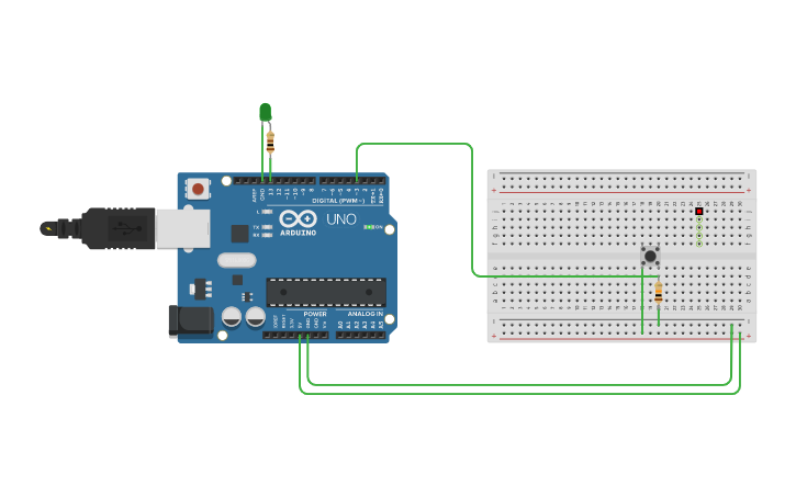 Circuit design Using Push button - Tinkercad