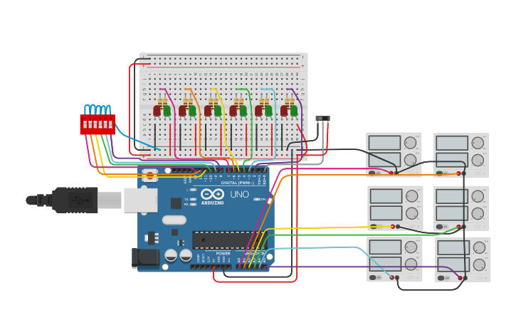 Circuit design Row-Row Simulation - Tinkercad