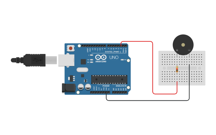 Circuit design music notes and rythm - Tinkercad