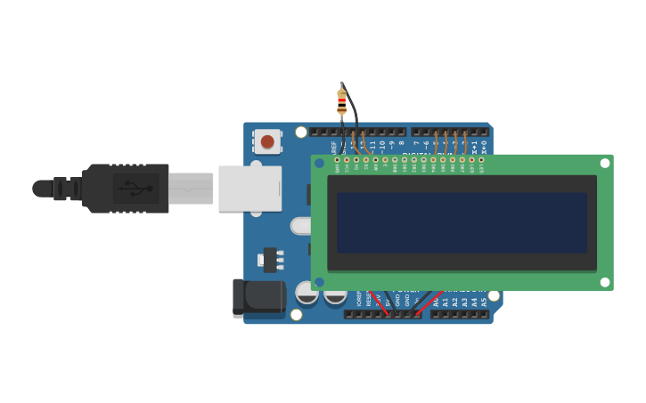 Circuit design Scrolling text display on LCD - Tinkercad