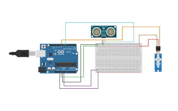 Tinkercad Arduino Projects Servo Motor With Ultrasonic Sensor Tinkercad