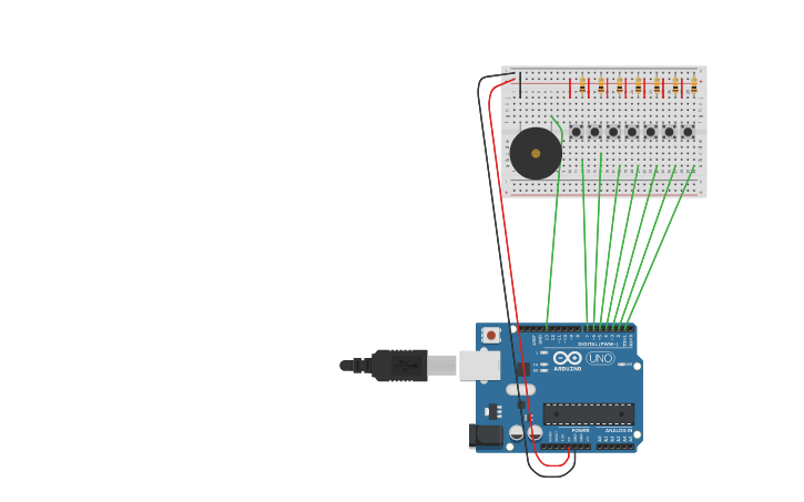 Circuit design Circuito 15: Piano buzzer - Tinkercad