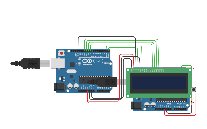 Circuit design LCD (16 x 2) Display Hello World - Tinkercad