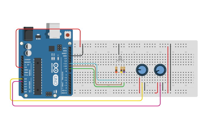 Circuit design RGV led | Tinkercad