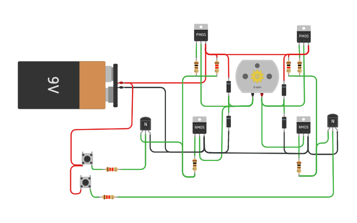 Circuit design SIN05. MCC + Pont H + Inters | Tinkercad