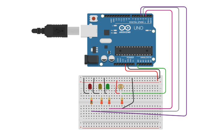 Circuit design Sensor ldr - Tinkercad