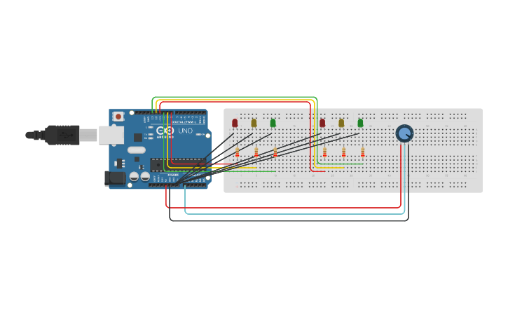 Circuit design Traffic Lights Task 3+4 - Tinkercad