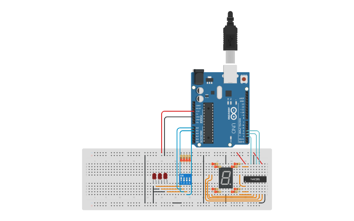Circuit design 7segment Counter - Tinkercad