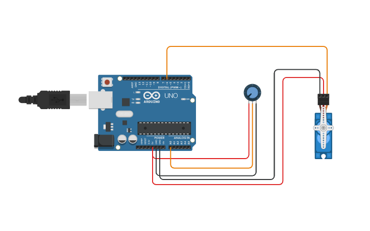Circuit design SERVO ANGLE - Tinkercad