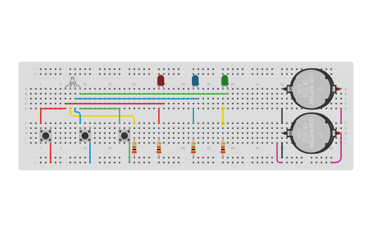 Circuit design RGB led light circuit - Tinkercad