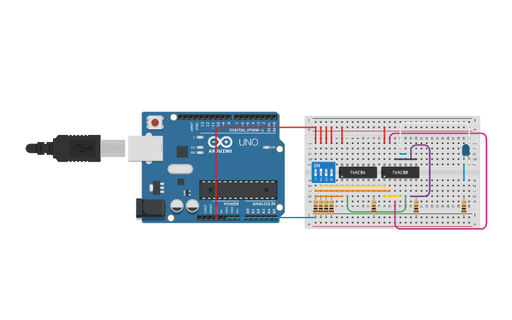 Circuit design Flip Flop D - Tinkercad