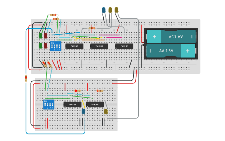 Circuit Design 2 Bit Adder With Full Adder And Half Adder Tinkercad