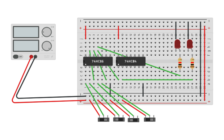 Circuit Design Odd Even Parity Tinkercad