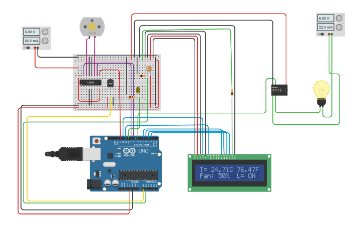 Circuit design Ayush Kohade On off temperature controller - Tinkercad Circuit design Ayush Kohade On off temperature controller - Tinkercad