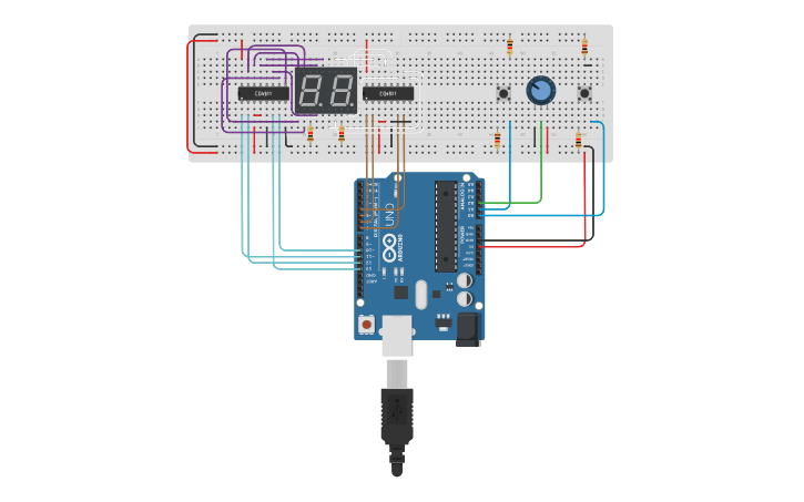 Circuit design Tugas Sismik Countdown Machine - Tinkercad