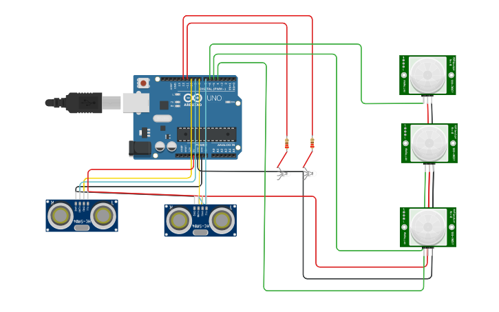 Circuit design 2 ultrasonidos y 3 infrarrojos para dos semáforos ...