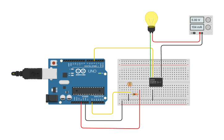 Circuit design LDR with relay - Tinkercad