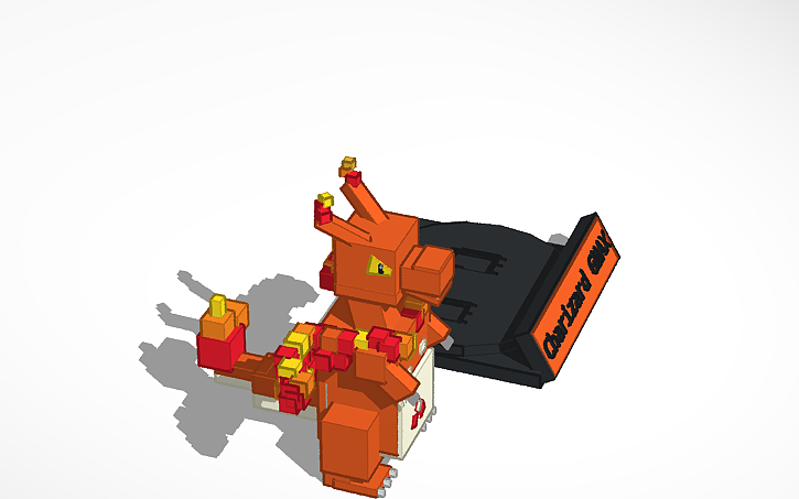3D design Pokemon Charizard GMAX in minecraft version - Tinkercad