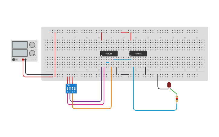 Circuit design Lab-endsem-exp13A-1 Odd Parity Generator 3bit - Tinkercad