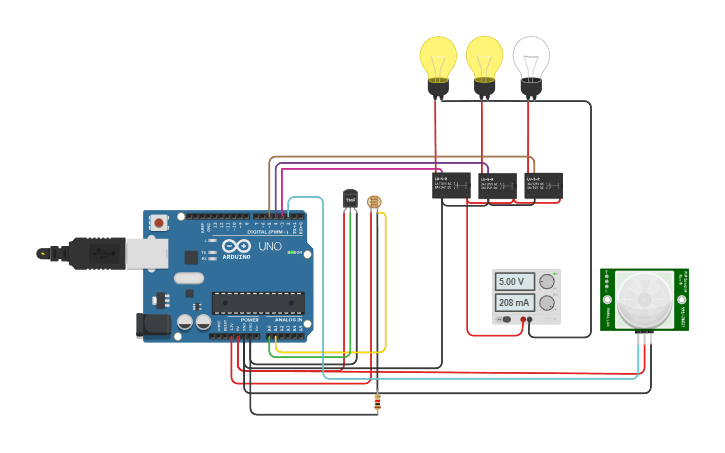 Circuit design Proyecto de Domótica con Arduino - Tinkercad