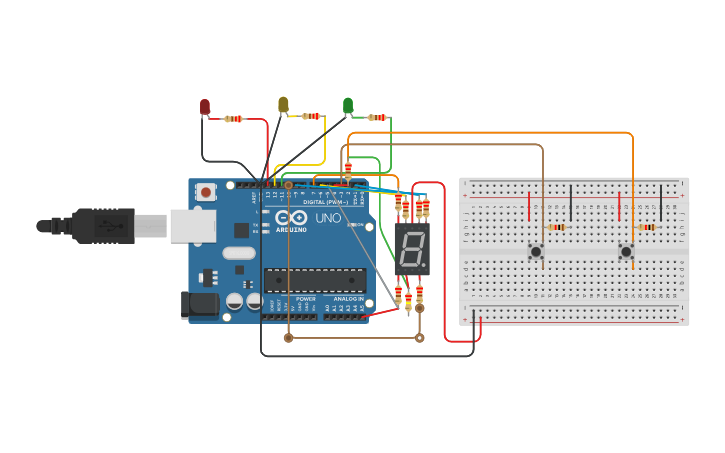Circuit Design Percobaan Tugas Digital Output Tinkercad