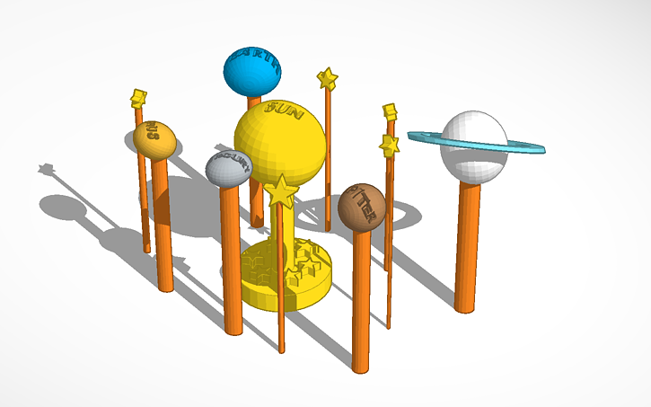 3D design sun and planets - Tinkercad