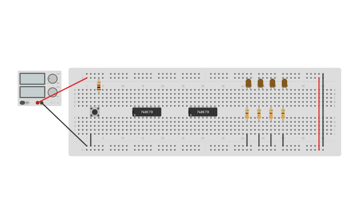 Circuit design 12 - Ripple Counter - Tinkercad