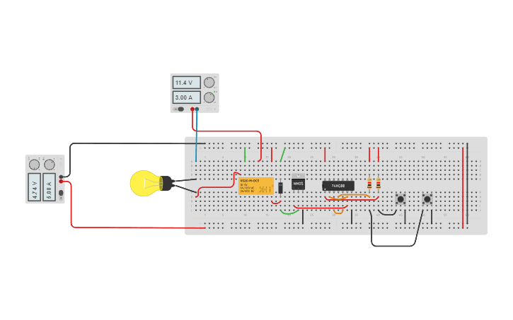 Circuit design INTERRUPTOR ON OFF COMPUERTA NAND - Tinkercad