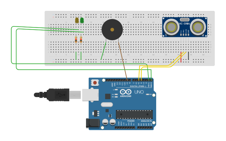 Circuit design SENSOR ULTRASONIDO | Tinkercad