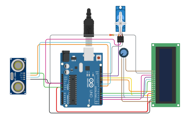 Circuit design Arduino radar 2 - Tinkercad