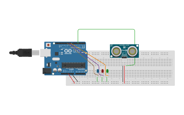 Circuit design ultra sound levels - Tinkercad