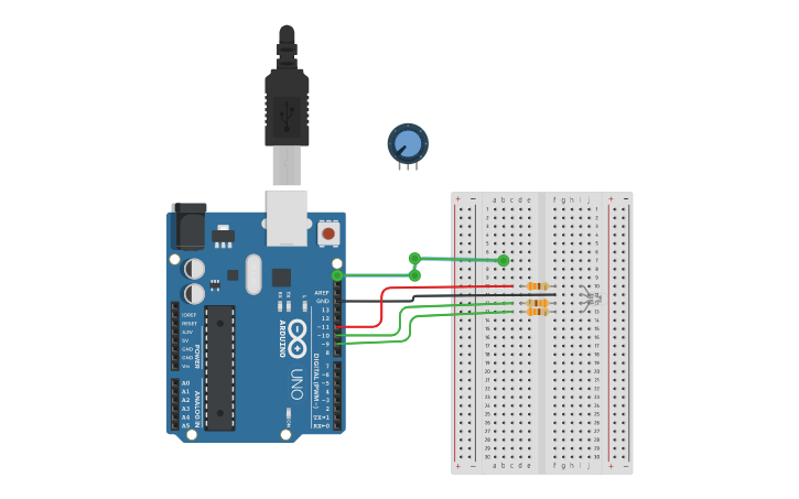 Circuit design REB LED PWM | Tinkercad