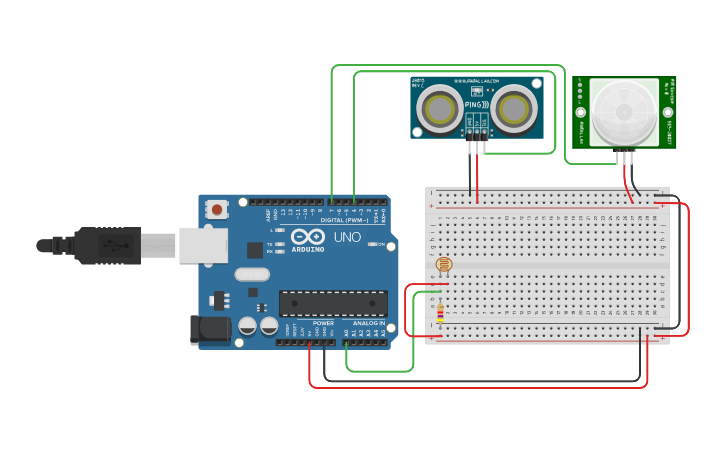 Circuit Design 3 Sensors Tinkercad