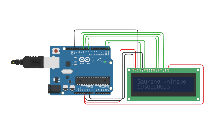 Circuit design LCD - Tinkercad