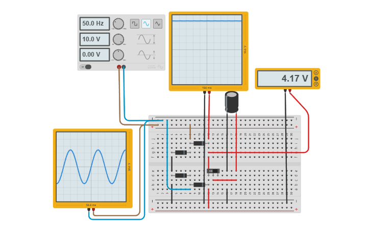 Circuit design FULL wave rectifier (Functional) | Tinkercad