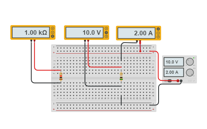 Circuit design Circuit of Ohm's law - Tinkercad