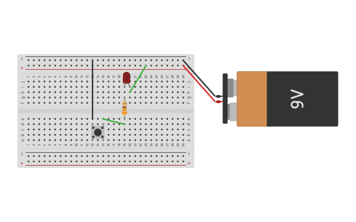 Circuit design Switched LED Breadboard Circuit - Tinkercad