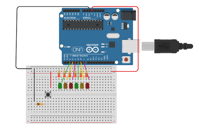 Circuit design SEMAFORO CON LEDS - Tinkercad