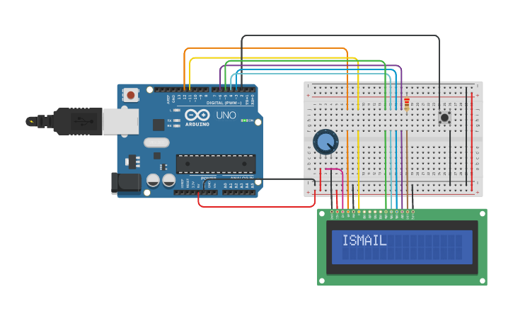 Circuit design LCD game - Tinkercad
