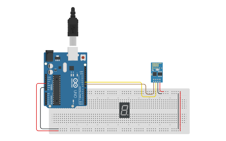 Circuit design Circuito Contador Display - Módulo Bluetooth - Tinkercad