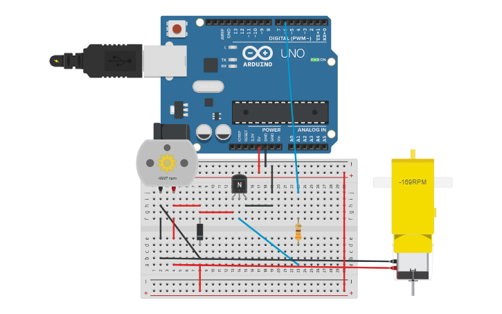Circuit design Practica 6 Motor - Tinkercad