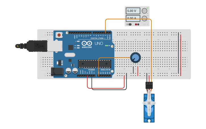 Circuit Design Servomotores Tinkercad