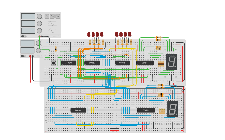 Circuit design Binary-BCD-GrayCode | Tinkercad