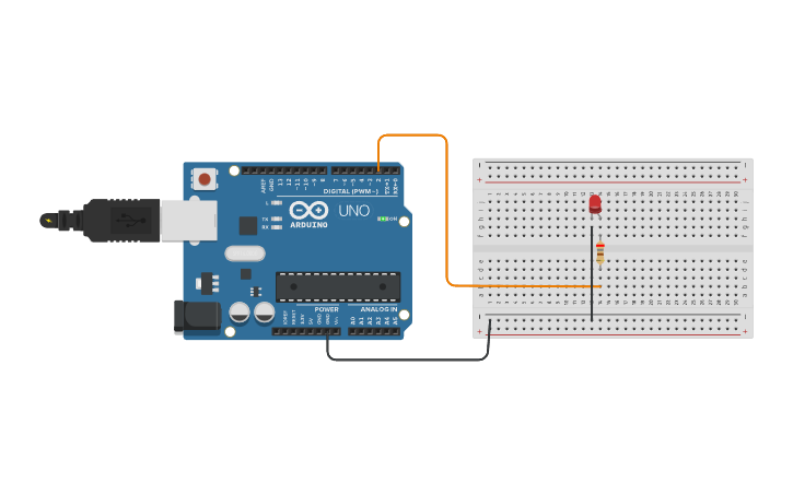 Circuit design One Led - Tinkercad