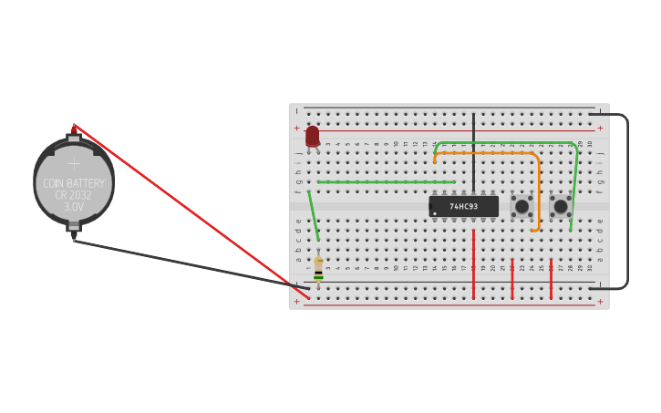 Circuit design 74HC93 - Tinkercad