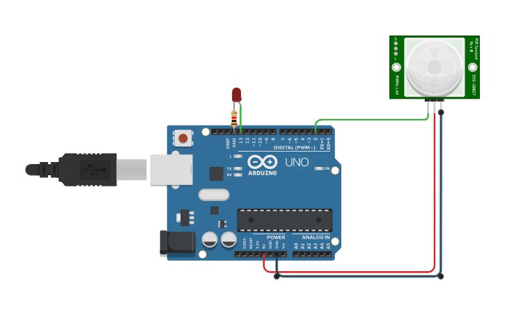 Circuit Design Sensor Pir Tinkercad