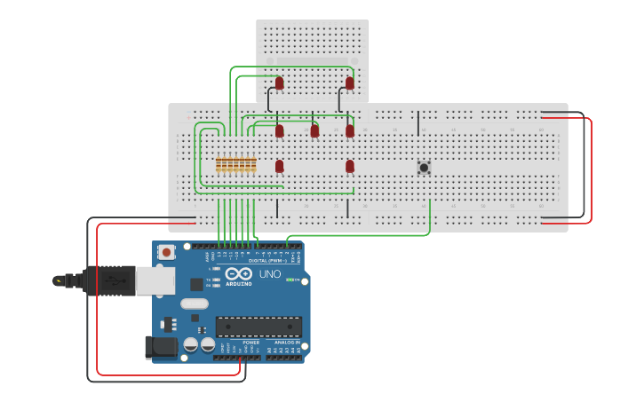 Circuit design Dado arduino - Tinkercad